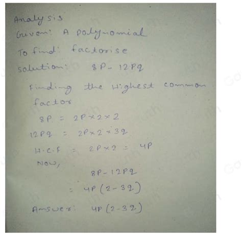 Solved Factorise Completely 8p 12pq [algebra]