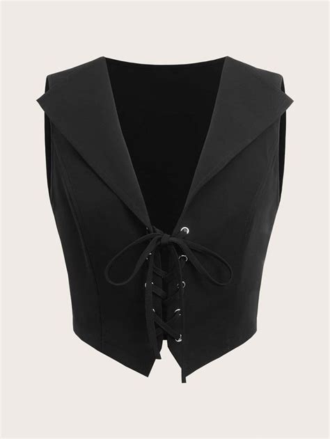 Shein Unity Lace Up Front Crop Vest Jacket Cropped Vest Vest Jacket