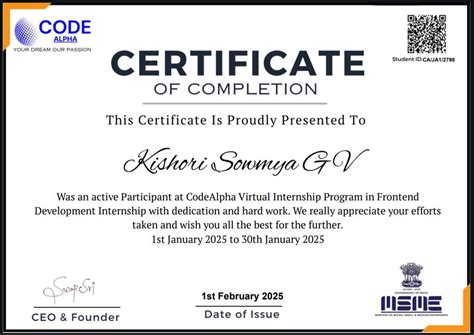 Frontenddevelopment Internship Codealpha Webdevelopment Learning Kishori Sowmya G V 10