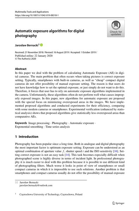PDF Automatic Exposure Algorithms For Digital Photography