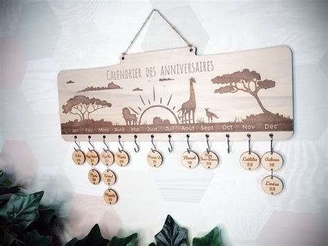 Calendrier perpétuel des anniversaires en bois Savane Atelier d Aubin