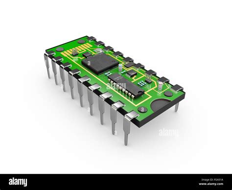 D Illustration Of Computer Microchip Isolated White Background Stock