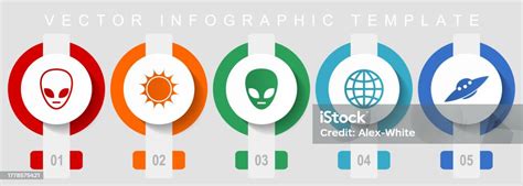 외계인 평면 디자인 아이콘 세트 별 Ufo 우주선 및 지구 벡터 인포 그래픽 템플릿 웹 버튼 모음과 같은 기타 아이콘 개념에 대한 스톡 벡터 아트 및 기타 이미지 Istock