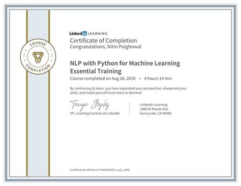 Certificate Ofcompletion Nlp With Python For Machine Learning Essential