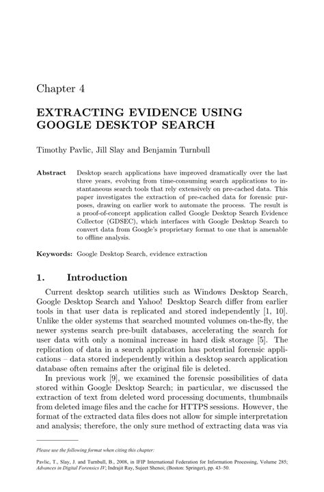 PDF Extracting Evidence Using Google Desktop Search