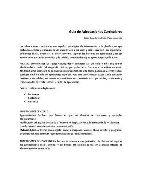 Guía Completa Sobre Las Diferentes Adecuaciones Curriculares Y Sus