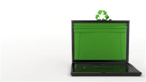 A Green Laptop With A Green Screen That Says Recycle Premium Ai Generated Image