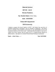 EET191 Unit5 Review Yutzy Drew Docx Material Science EET191 Unit 5 Review Problems By Babe