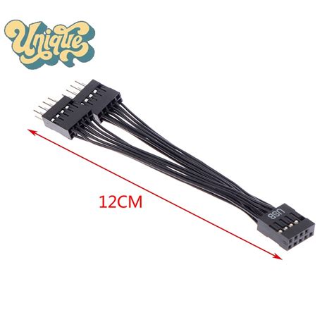 Unique ใหม่ สายเคเบิลต่อขยายเมนบอร์ดคอมพิวเตอร์ Usb 9 Pin 1 Female