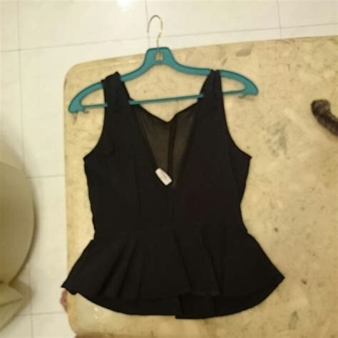 Deep Plunge Mesh Peplum Top Womens Fashion Tops Sleeveless On Carousell
