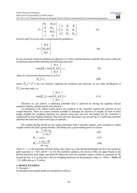 Design And Analysis Of Robust H Infinity Controller Pdf