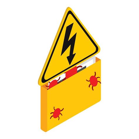 Threat Detected Icon Isometric Vector Bug Attack On Document High Voltage Sign 15092198 Vector