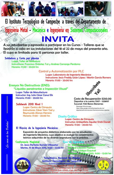 INVITACIÓN A ESTUDIANTES DE NUESTROS PROGRAMAS EDUCATIVOS PARA PARTICIPAR EN CURSOS TALLERES