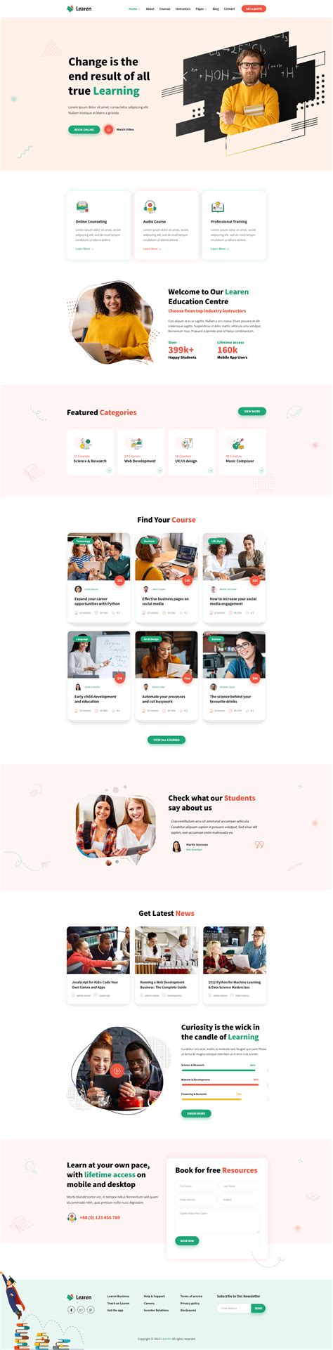 Learen E Learning And Online Courses Elementor Template Kit By Kinforce