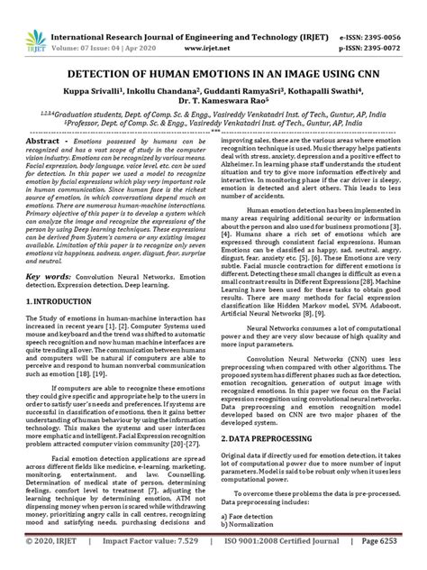 Detection Of Human Emotions In An Image Using Cnn Pdf Artificial
