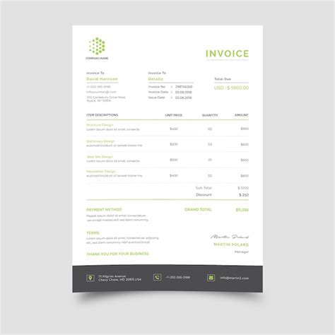 Premium Vector Vector Modern Business Invoice Template