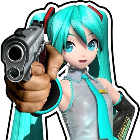 Hatsune Miku With A Gun Blank Template Imgflip