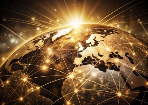 Retrofuturistic Global Network A Visual Exploration Of Interconnected Nodes Luminous Data