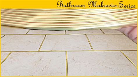 Creative Glam Tile Floor Gold Grout Lines Bathroom Powder Room Makeover