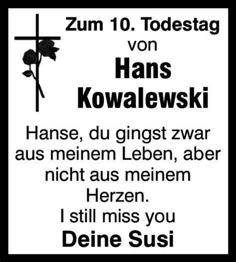 Traueranzeigen Von Hans Kowalewski Mittelbayerische Trauer
