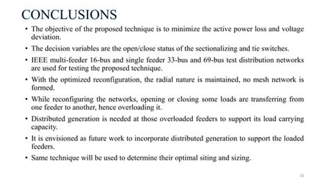 Distribution Network Reconfiguration For Loss Reduction And Voltage Pptx