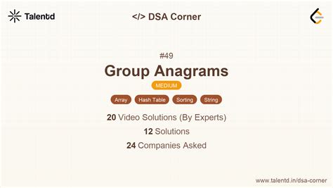 Group Anagrams Dsa Problem Talentd