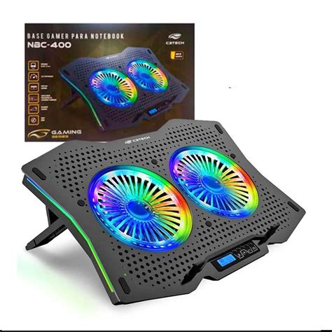 Suporte Notebook Com Cooler 10 A 173 Pol Suporte Led Rgb Base 10 Até 173 Pol C3 Tech Nbc400bk