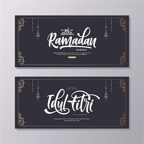 Premium Vector Ramadan Kareem And Idul Fitri Or Eid Mubarak Banner