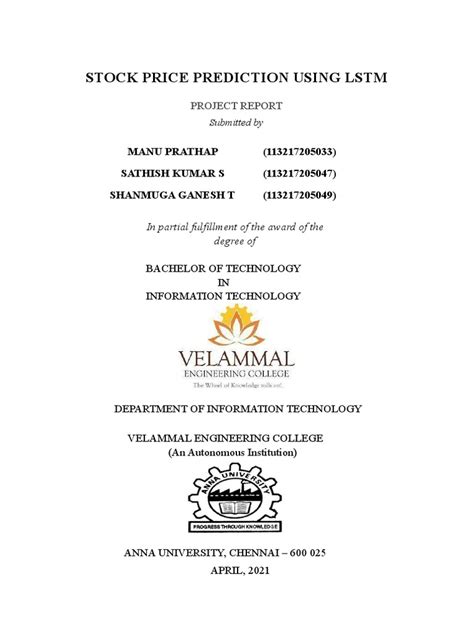 Stock Price Prediction Lstm Final Report Pdf Machine Learning