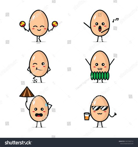 귀여운 달걀 이모티콘 만화 벡터 스톡 벡터로열티 프리 1657260712 Shutterstock