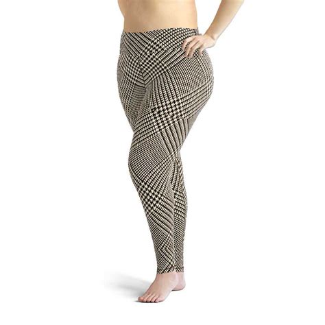 Checked Houndstooth Plus Size Leggings Action Curves