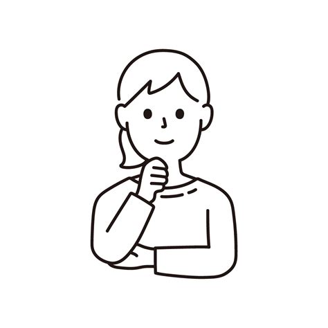 顎に手を当てる女性のイラスト｜フリーイラスト素材集 ソコスト