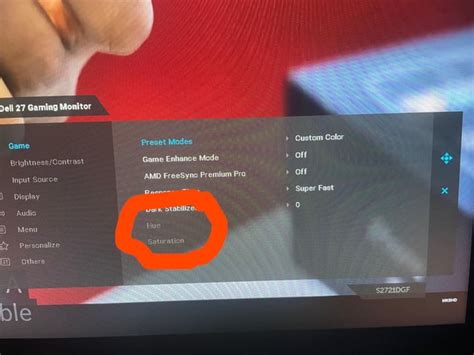 Dell S2721dgf Hue And Saturation Grayed Out Rdell