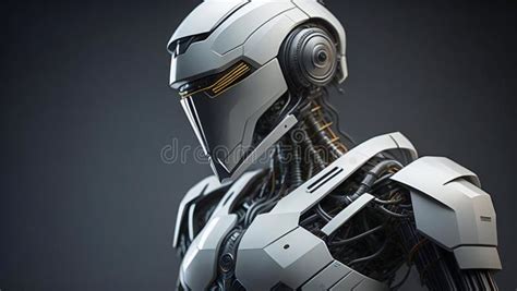 Robot With A Prosthetic Arm On A Dark Background Generative Aigenerative Ai Stock Illustration