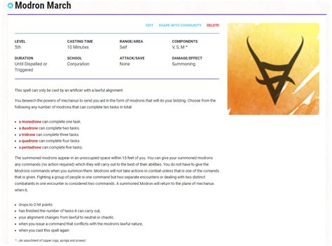 11 Artificer Homebrew Spells To Make The Class Feel Unique R Unearthedarcana