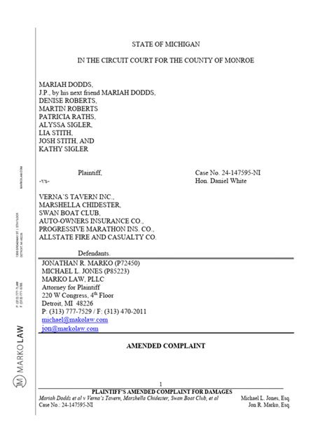 Amended Complaint Pdf Negligence Damages