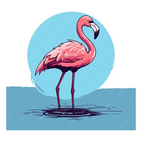 Premium Vector Pink Flamingo On A Background Of The Sea