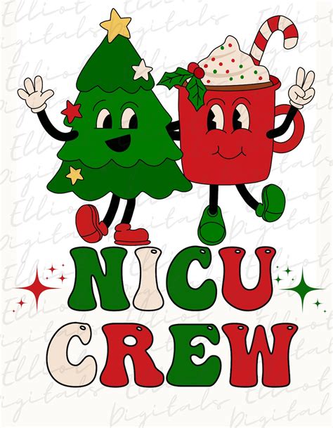 NICU Crew Christmas SVG PNG Nurse Shirt Healthcare Groovy Hospital