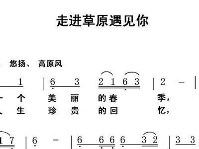 走进草原遇见你 歌谱 简谱