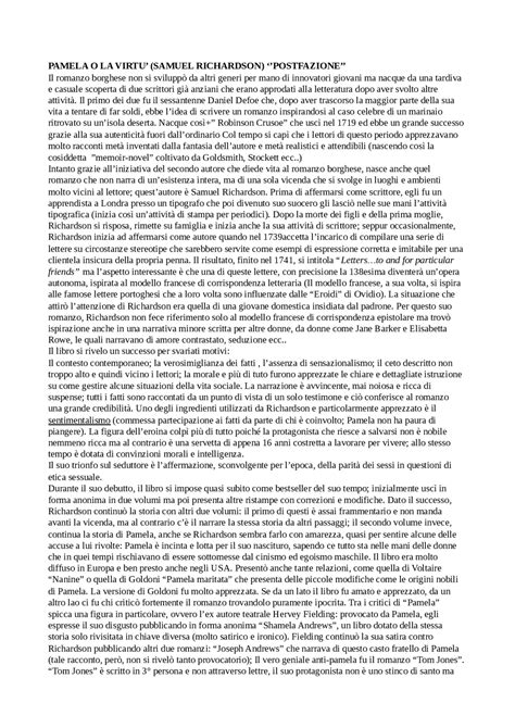 Pamela O La Virtù S Richardson ‘postfazione Docsity