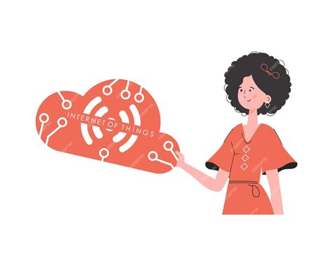 Premium Vector A Woman Holds The Iot Logo In Her Hands Iot Concept