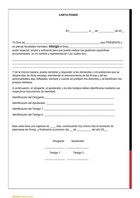 Carta Poder Para Llenar Word Formato Carta De Poder Para Imprimir En