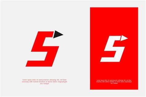 간단한 터 글자 S와 화살표 로고 디자인 프리미엄 벡터