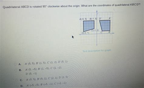 Solved Quadrilateral Abcd Is Rotated 90° Clockwise About The Origin