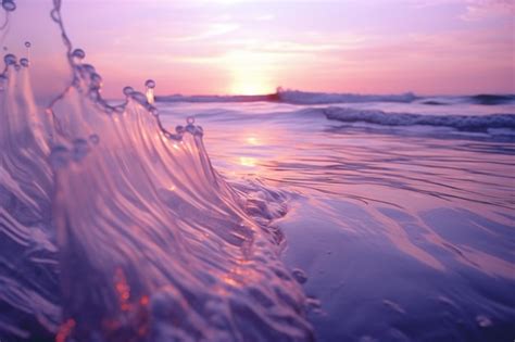 Surreal Seascape Where Waves Take On The Appearance Of Liquid Glass Reflecting A Distorted Sky