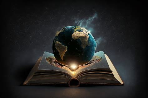 A book is open to a world globe on top of it. | Premium AI-generated image
