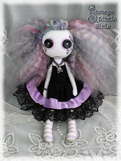 Pastel Goth Cloth Art Doll With Button Eyes Crystal Daydream By Strange