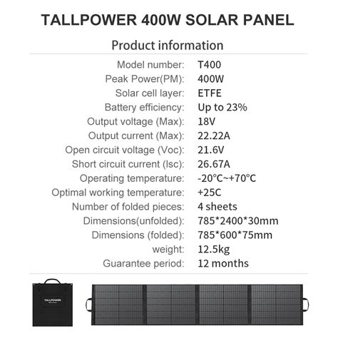 Tallpower Tp400 400w Portable Solar Panel Europe