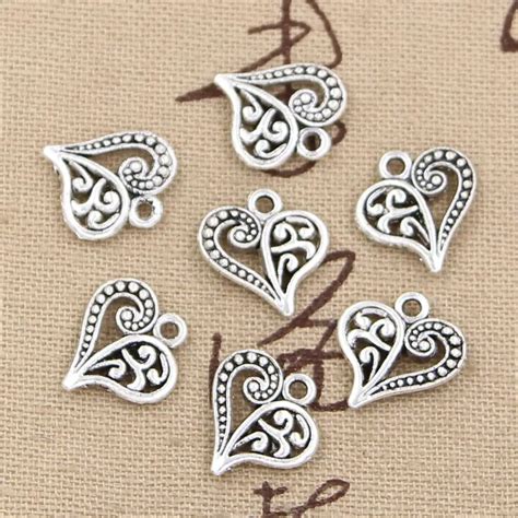 20 stücke Charms Hohl Schöne Herz 15x14mm Antike Der Anhänger fit