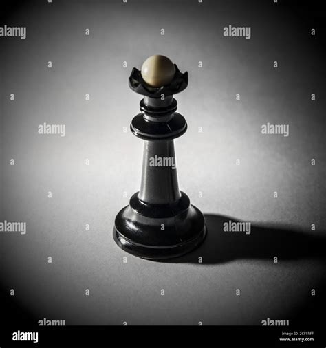 Black Chess Queen Stands On The White Background Tight Shadow Radial